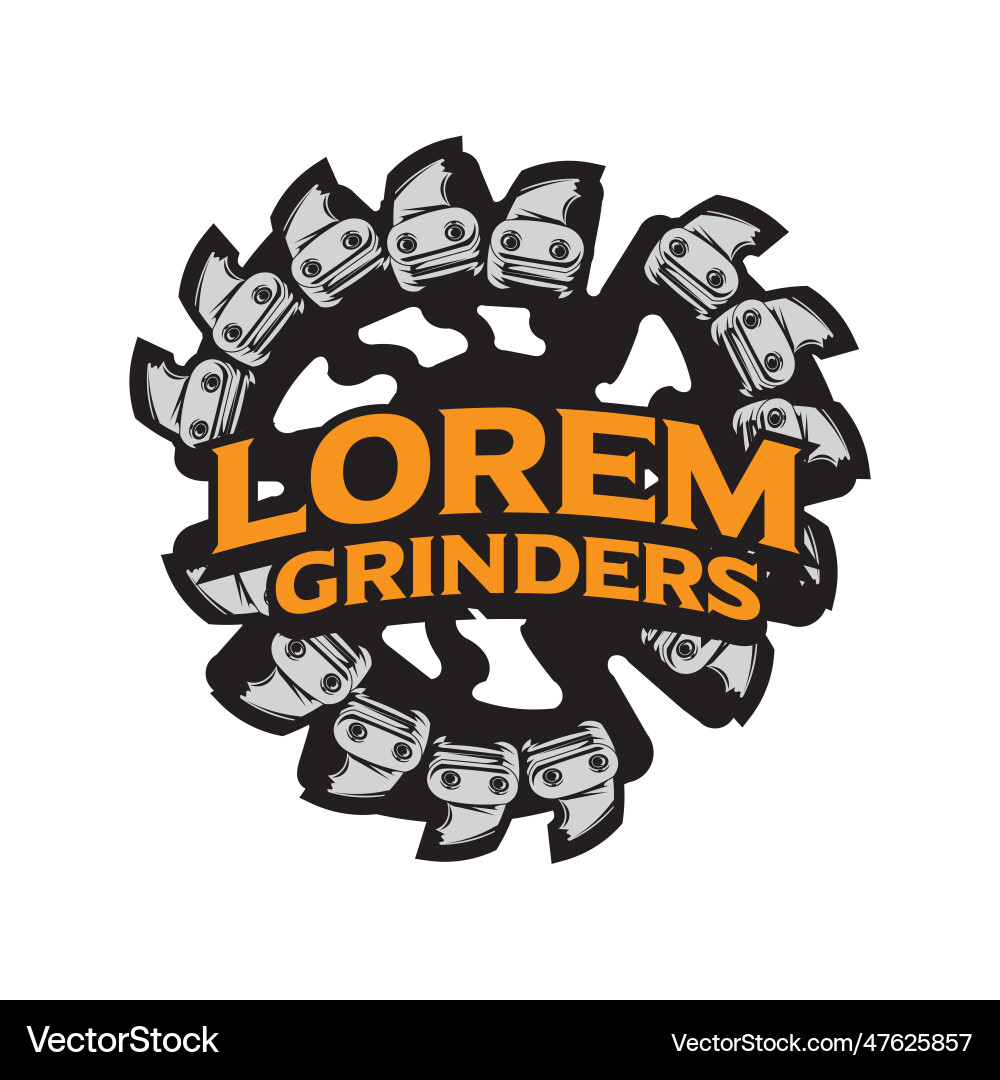 Stump Grinder Logo - Wood & Metal Royalty Free Vector