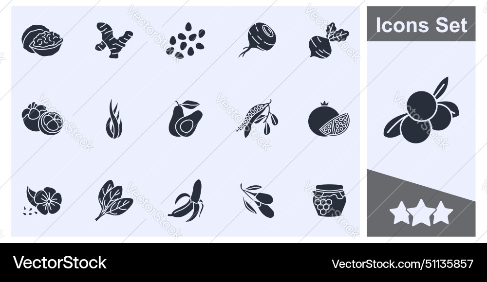 Super food icon set symbol collection logo Vector Image