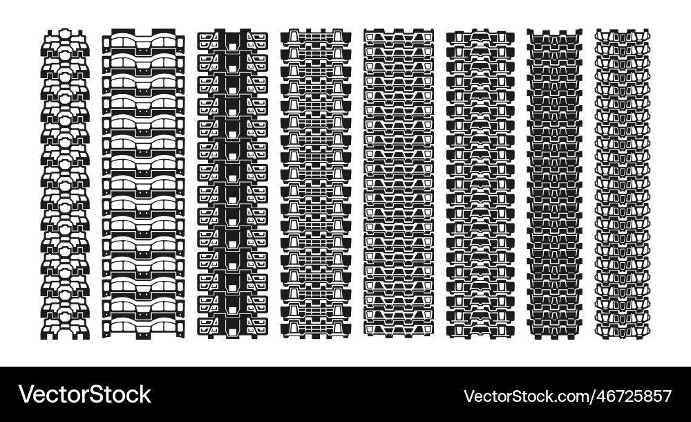 Tank Track Tread - Black Monochrome Royalty Free Vector