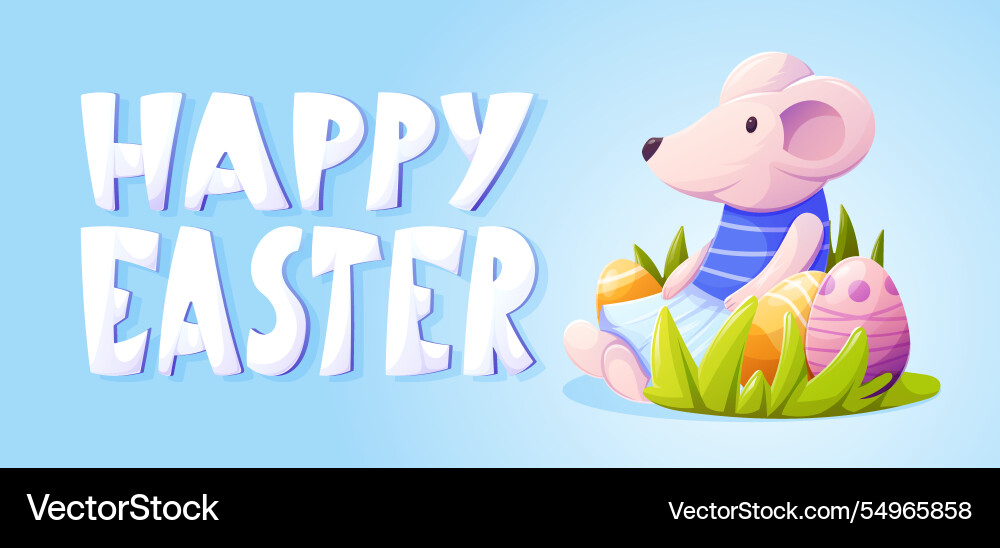 Easter cute cartoon mouse Royalty Free Vector Image