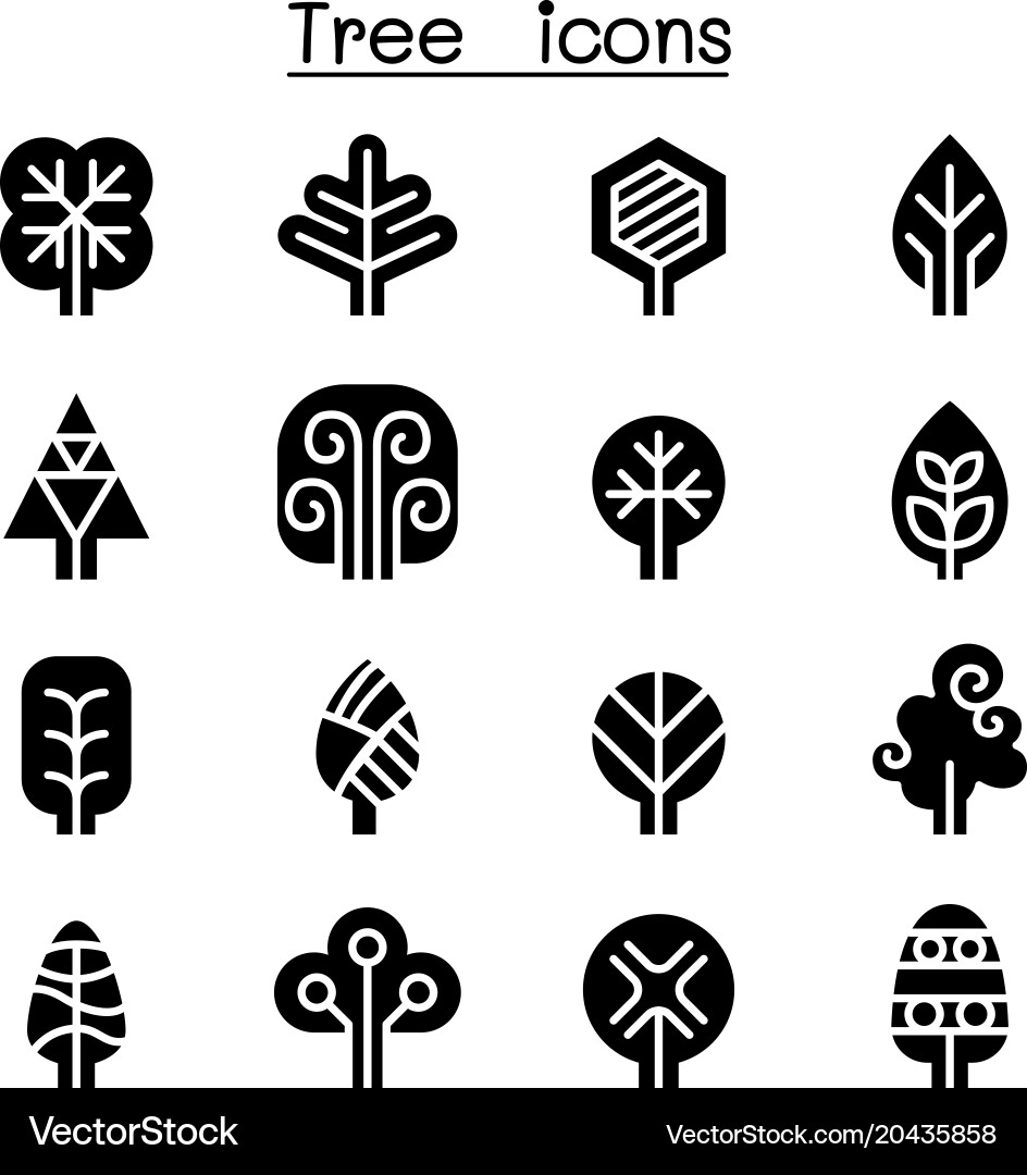 Tree Icon Collection Royalty Free Vector Image