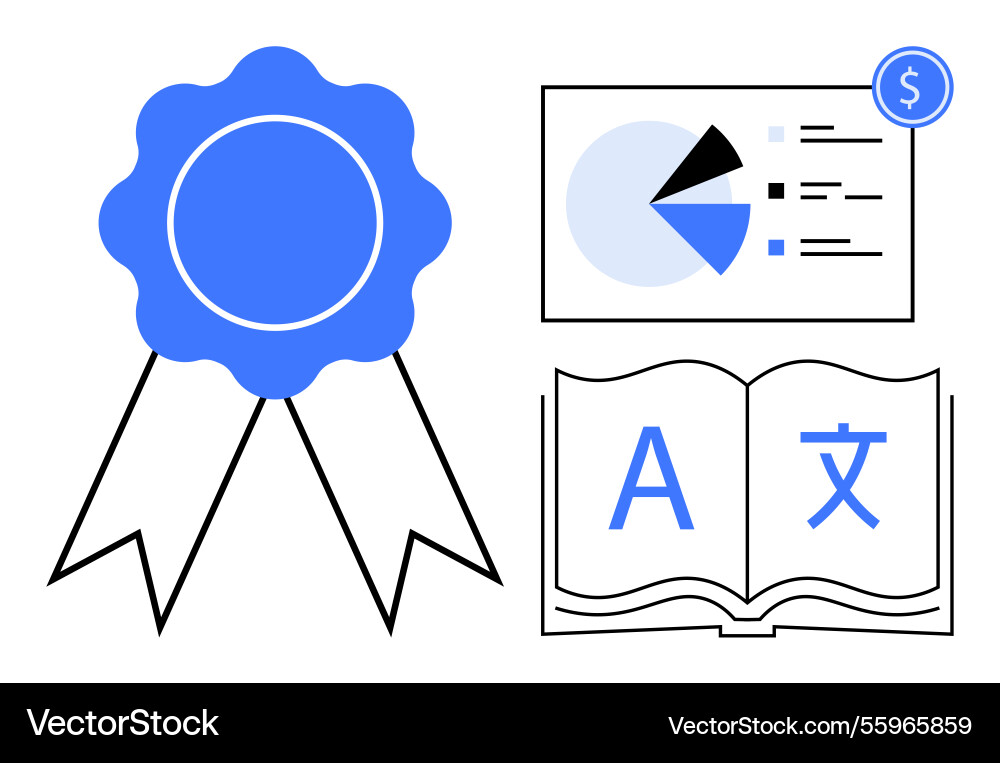 Academic excellence badge with open book Vector Image