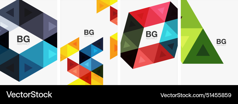 Bright colorful triangle geometric posters Vector Image