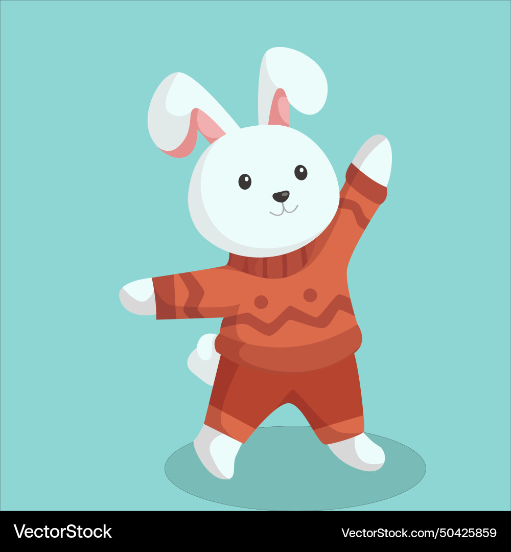 Christmas rabbit character design Royalty Free Vector Image
