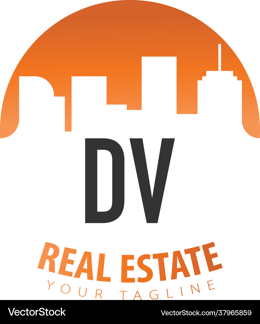 Elegant Initial D V Real Estate Logo Royalty Free Vector