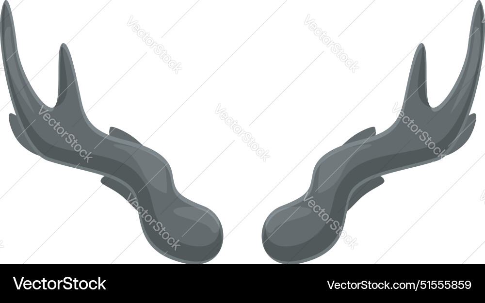Gray moose antlers pointing up with three tines Vector Image