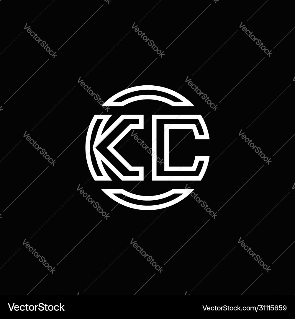 Kc logo monogram with negative space circle Vector Image