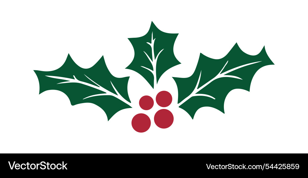 Merry christmas holly icon Royalty Free Vector Image