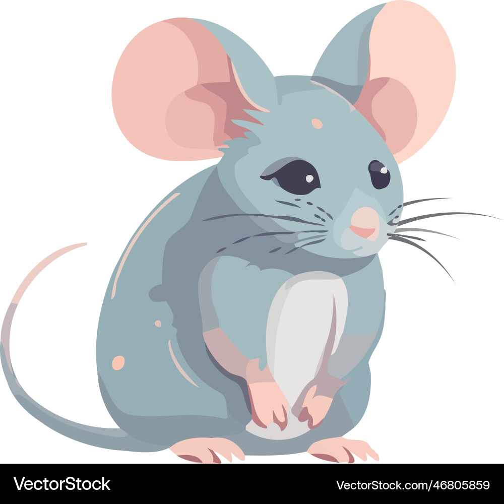 Small fluffy cute cartoon mouse Royalty Free Vector Image