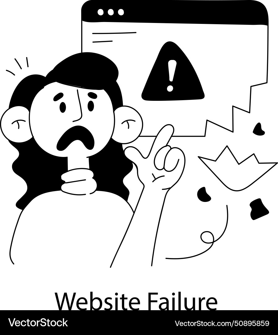Website failure Royalty Free Vector Image - VectorStock