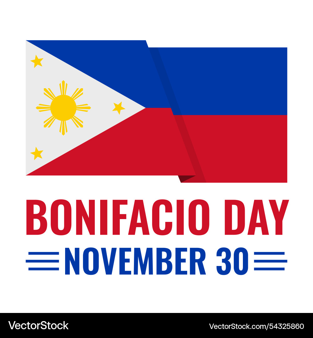 Bonifacio day typography poster with flag Vector Image