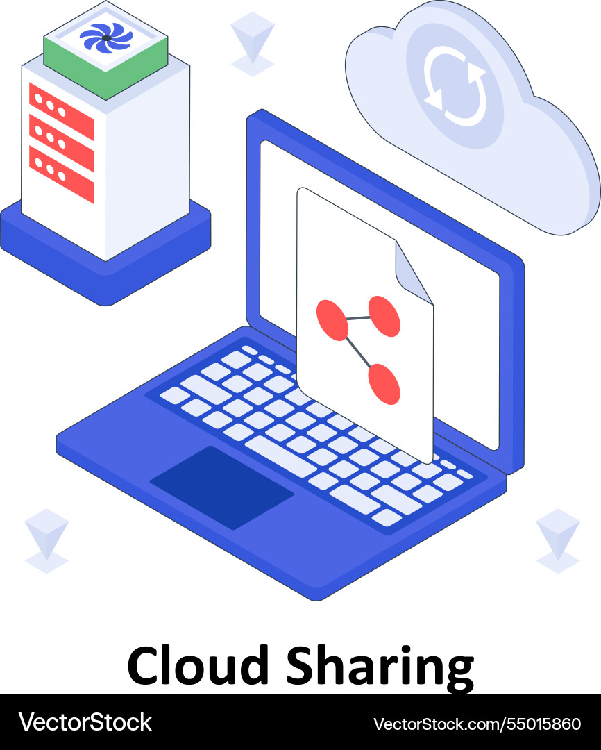 Cloud sharing isometric colored eps Royalty Free Vector