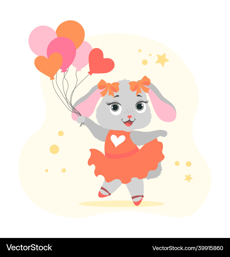 Cute bunny with balloons Royalty Free Vector Image