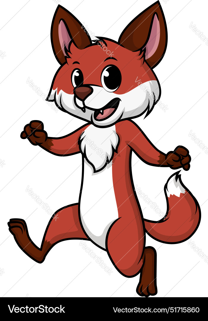 Cute fox character jumping cartoon Royalty Free Vector Image