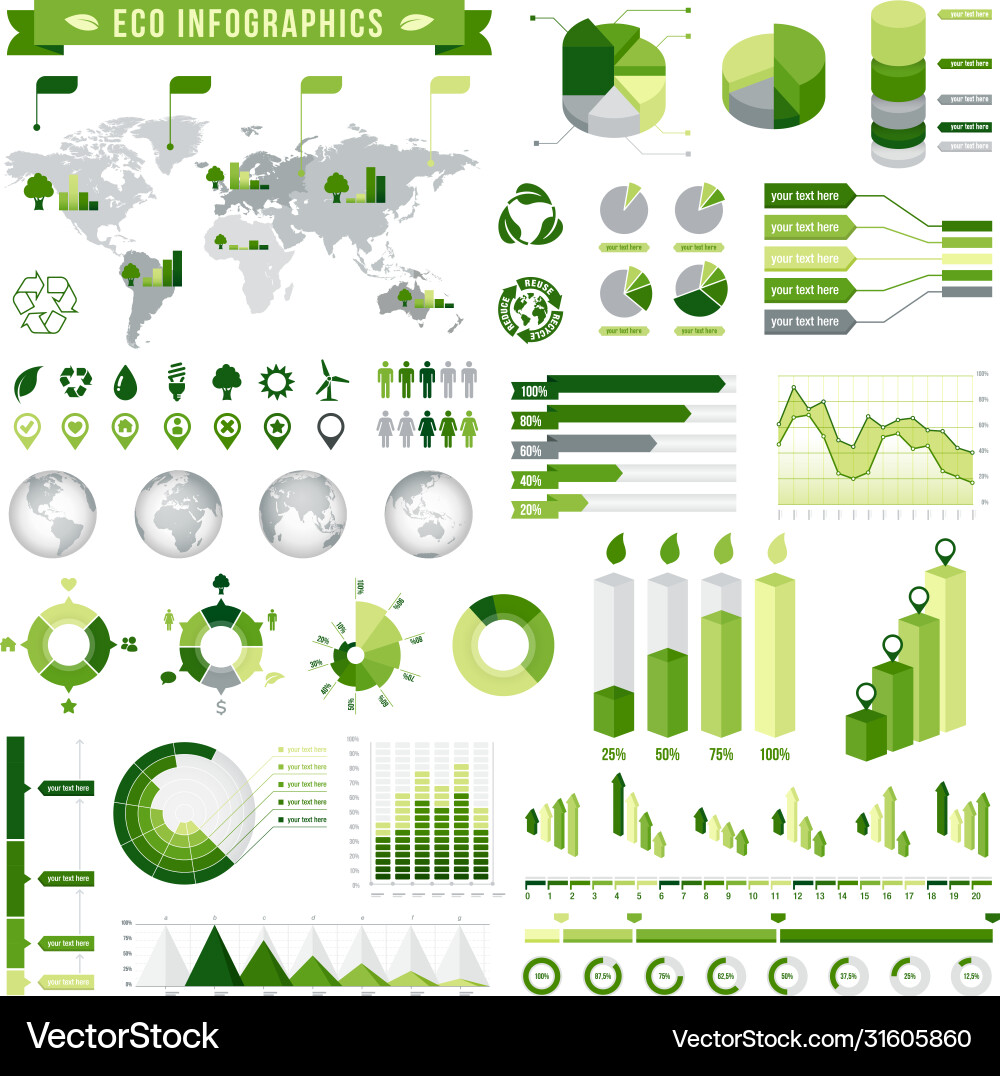 Green Ecological Infographic Set Royalty Free Vector Image
