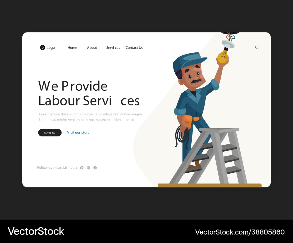 Labour services landing page Royalty Free Vector Image