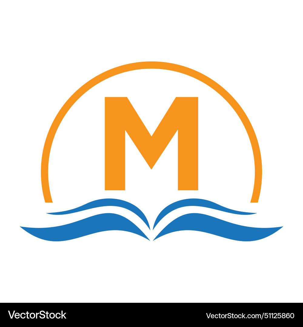 Letter m education logo book concept training Vector Image