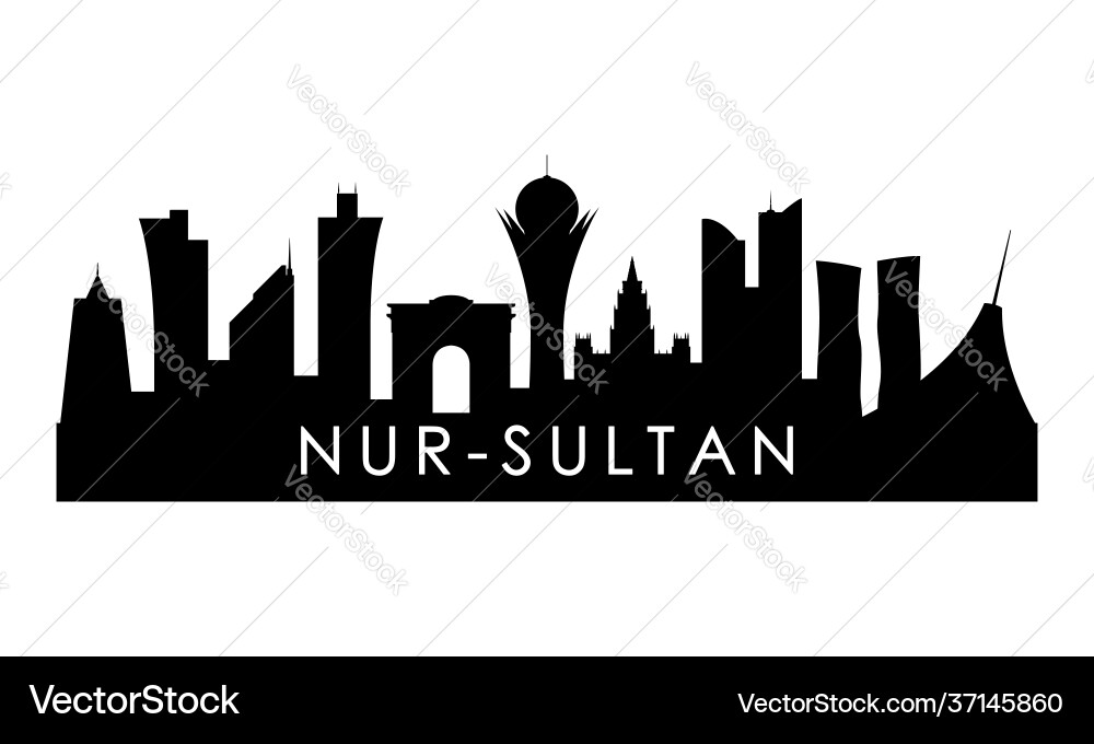 Nur-sultan skyline silhouette black Royalty Free Vector