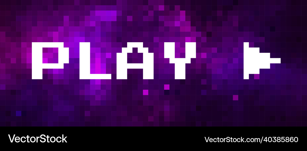 Pixel art space background with message play Vector Image