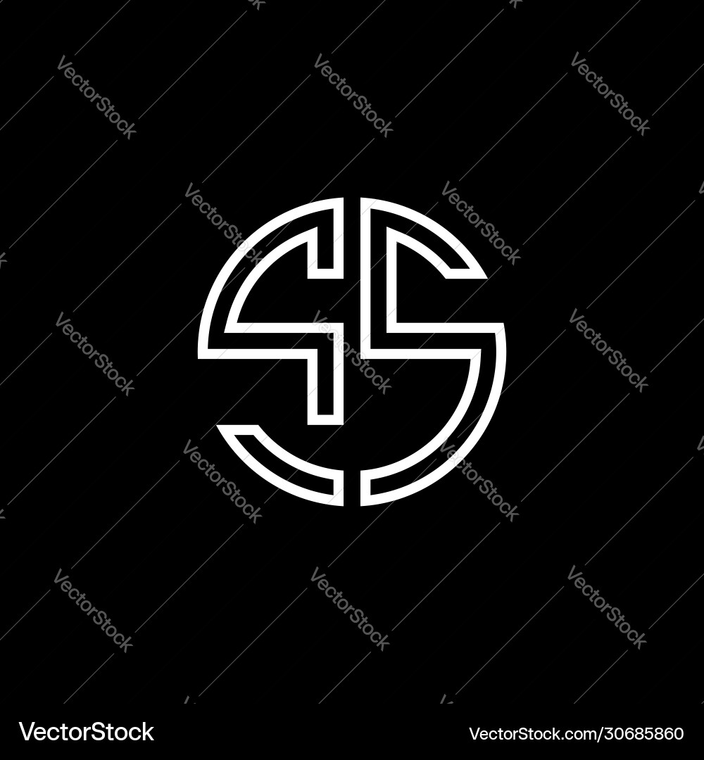 Sr monogram logo circle ribbon style outline Vector Image