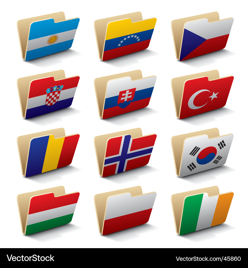 World folders icons Royalty Free Vector Image - VectorStock