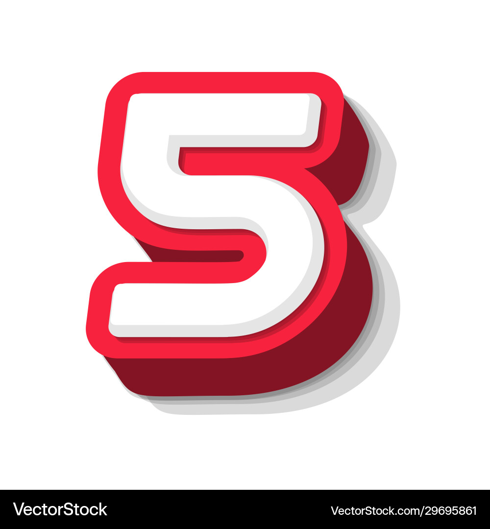 3d bold funny number 5 heavy type for modern Vector Image
