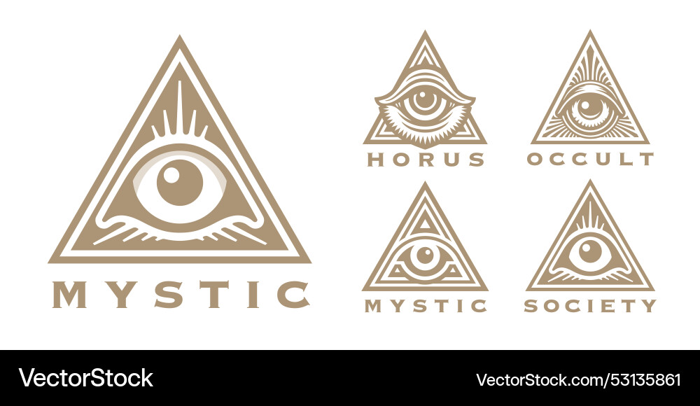 Alle sehen Auge Pyramid Symbol Symbole gesetzt Vektorbild