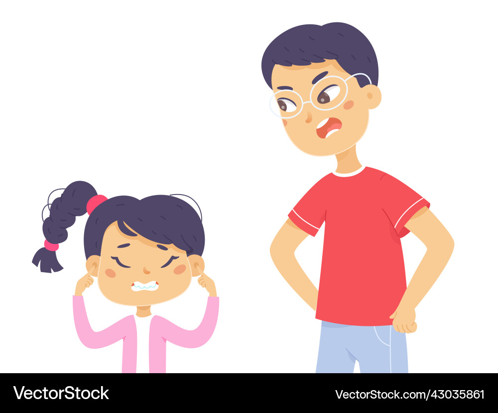 Angry yelling parent and upset child girl Vector Image