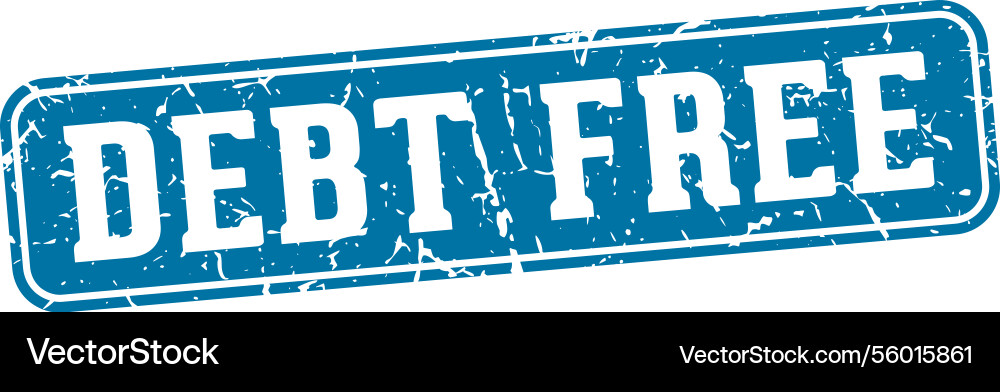 Debt free rectangular sign stamp Royalty Free Vector Image