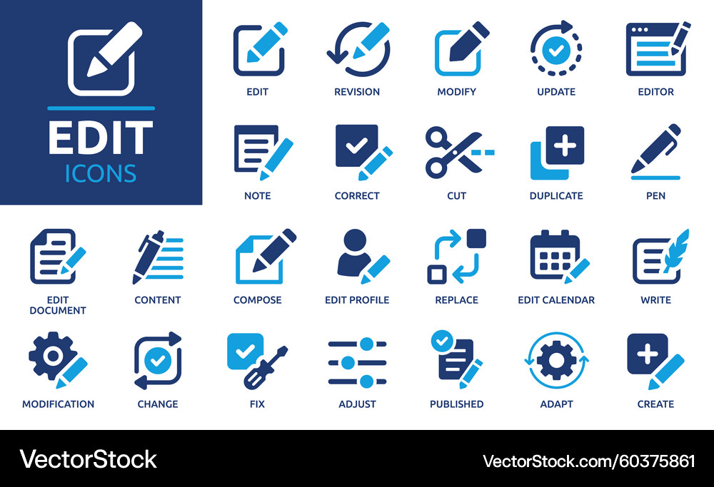 Edit Icon Set - Modify & Create – Royalty-Free Vector | VectorStock
