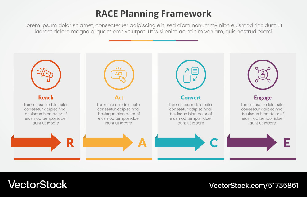 Race framework infographic concept for slide Vector Image