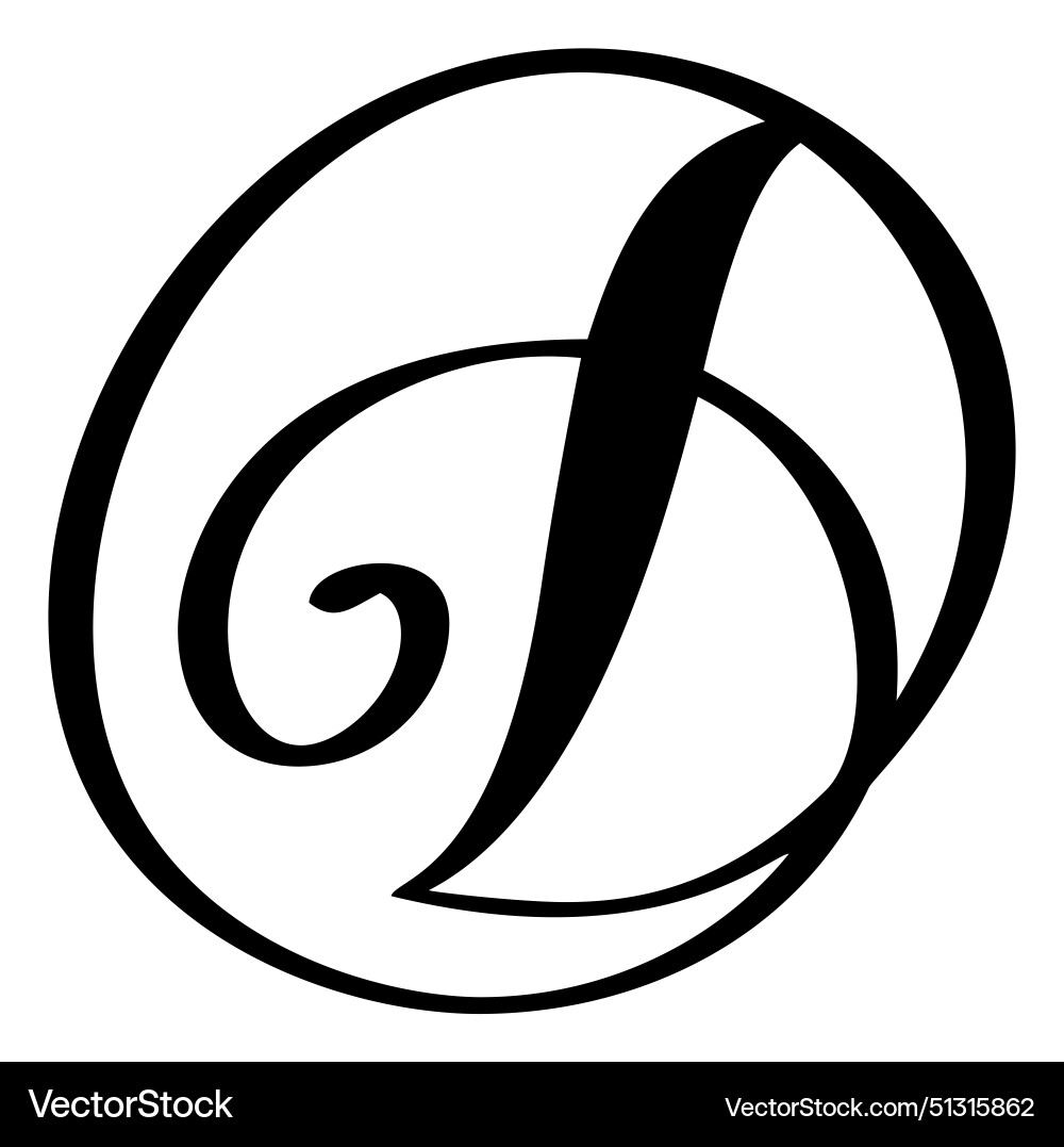 Calligraphy hand drawn letter d logo Royalty Free Vector