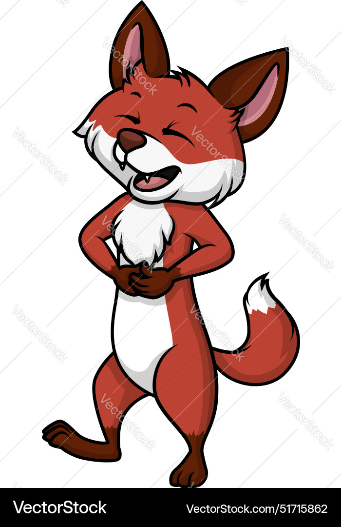 Cute fox character laughing cartoon Royalty Free Vector
