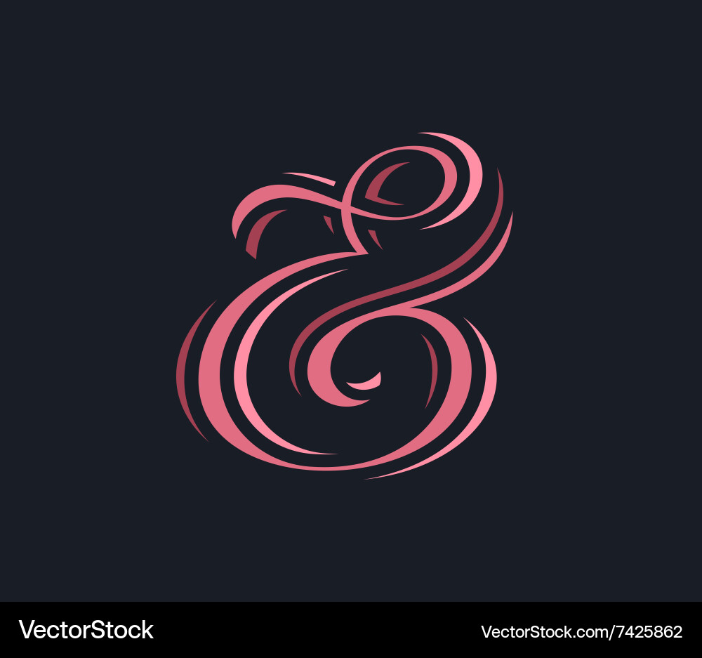 Pink Ampersand Script Royalty Free Vector Image