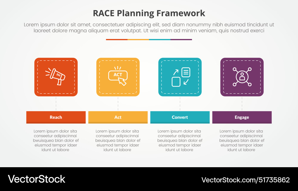 Race framework infographic concept for slide Vector Image