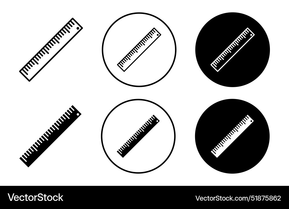 Ruler icon outline flat Royalty Free Vector Image