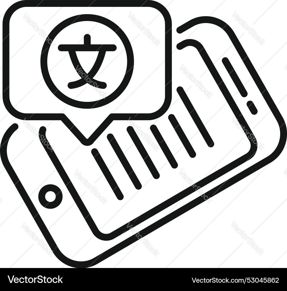 Smartphone showing foreign language translation Vector Image