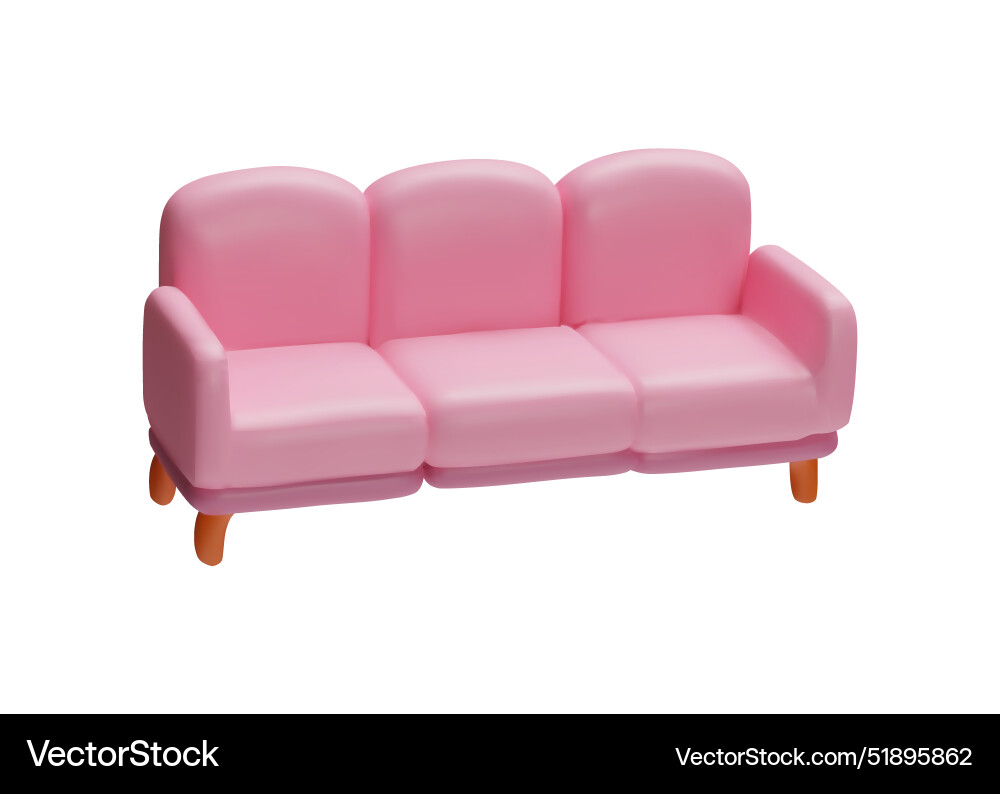Stylish pink sofa in a realistic 3d Royalty Free Vector