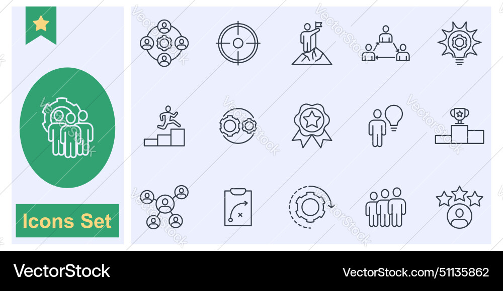 Teamwork in business management icon set symbol Vector Image