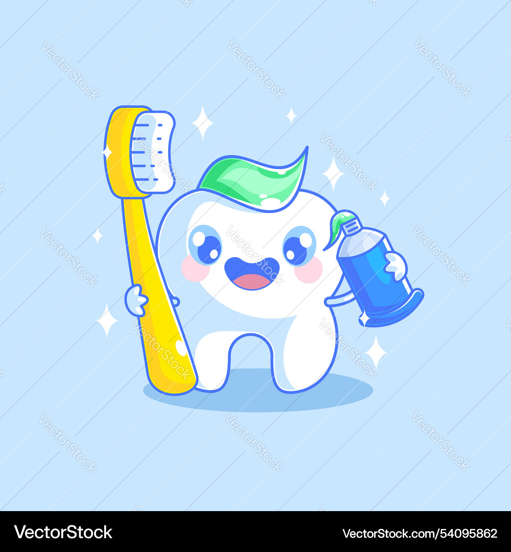 Tooth and toothbrush cartoon design Royalty Free Vector