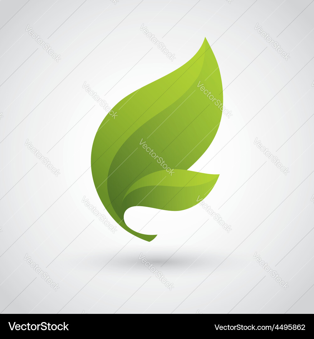 Two Green Leaf Icon Royalty Free Vector Image - VectorStock