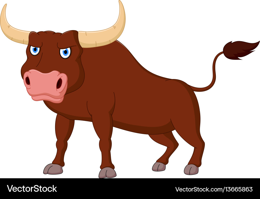 Angry bull cartoon Royalty Free Vector Image - VectorStock