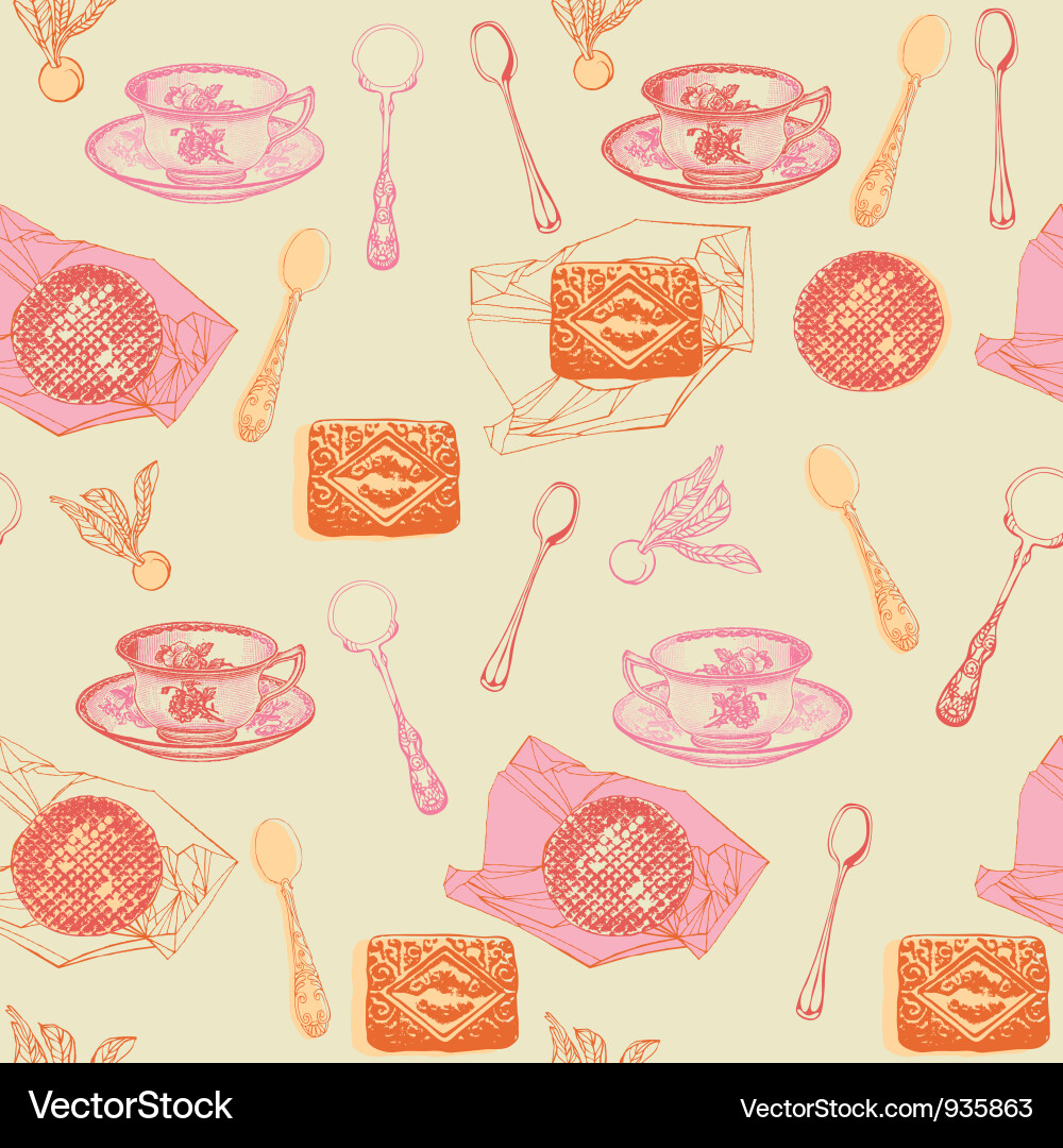 Elegant Tea Time Pattern Royalty Free Vector Image