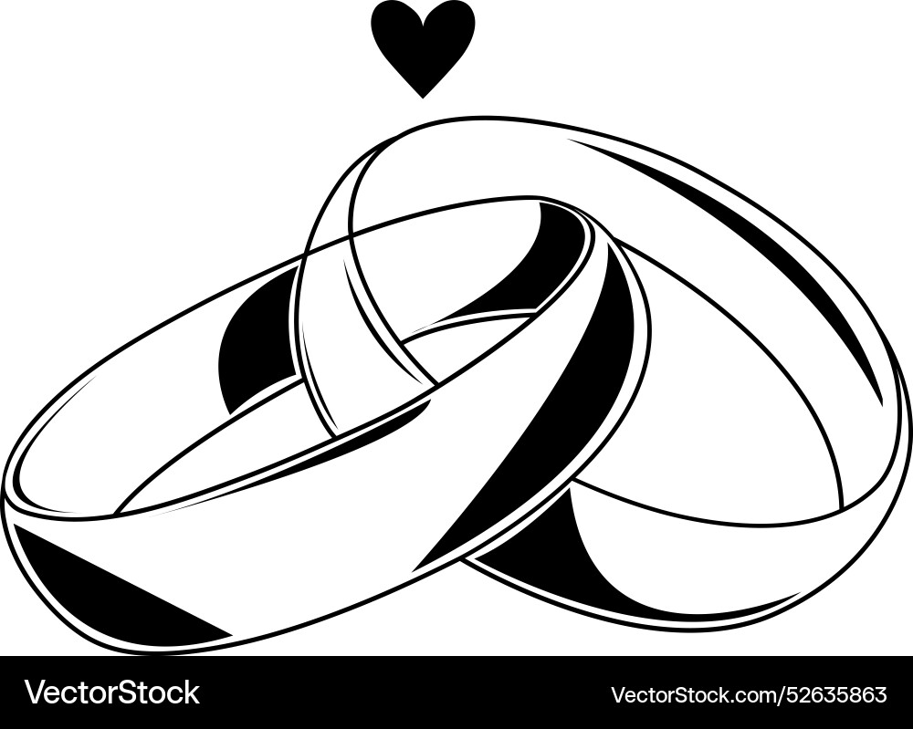 Elegant wedding and engagement rings artwork Vector Image