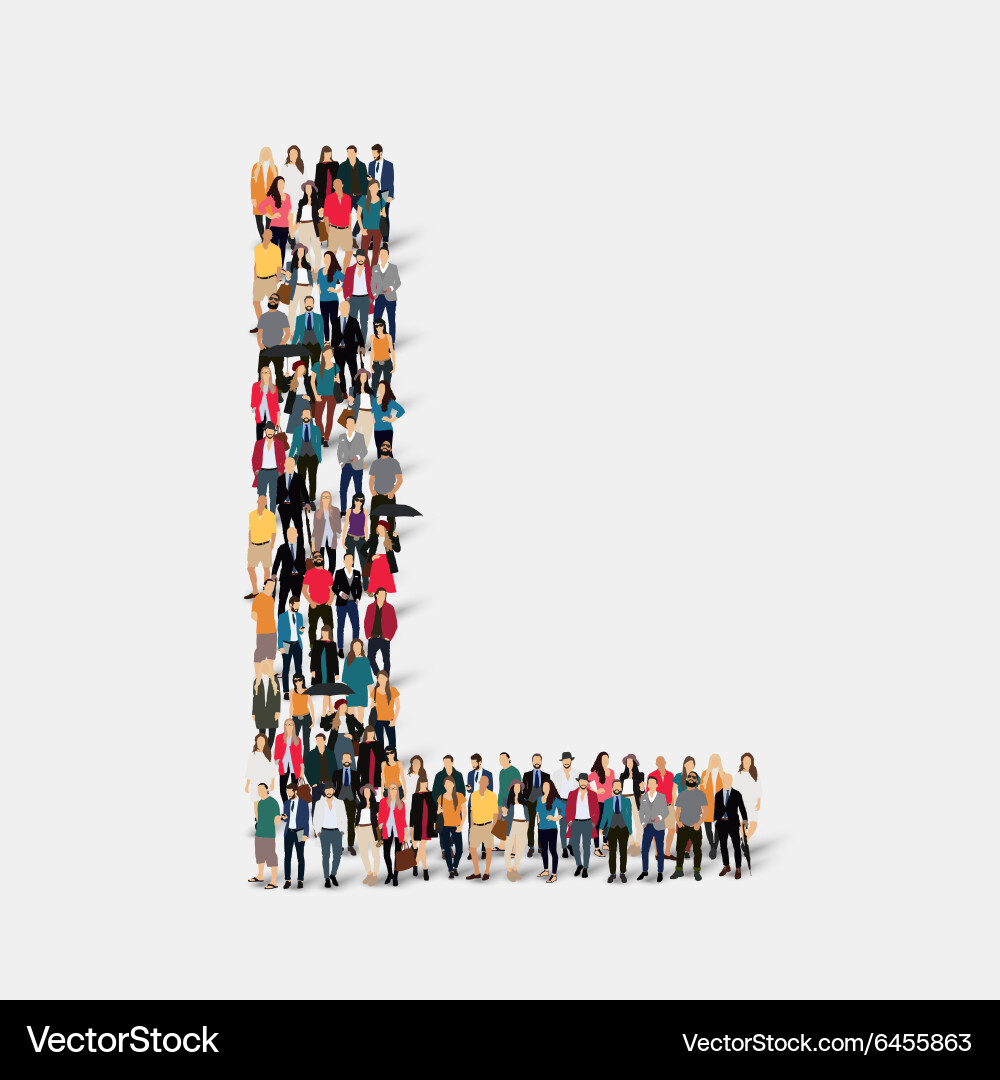 Group people letter form Royalty Free Vector Image