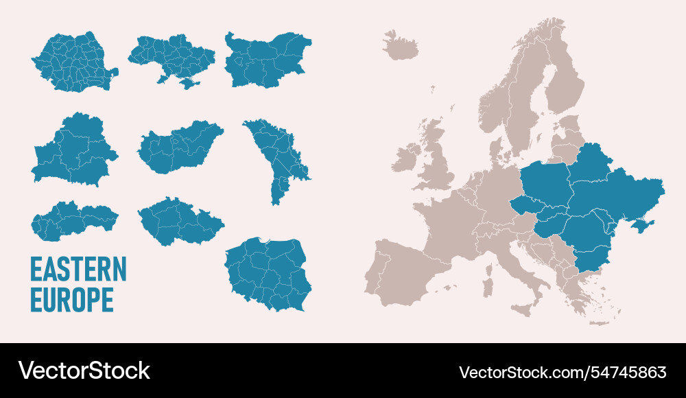 Highly detailed map of eastern europe Royalty Free Vector