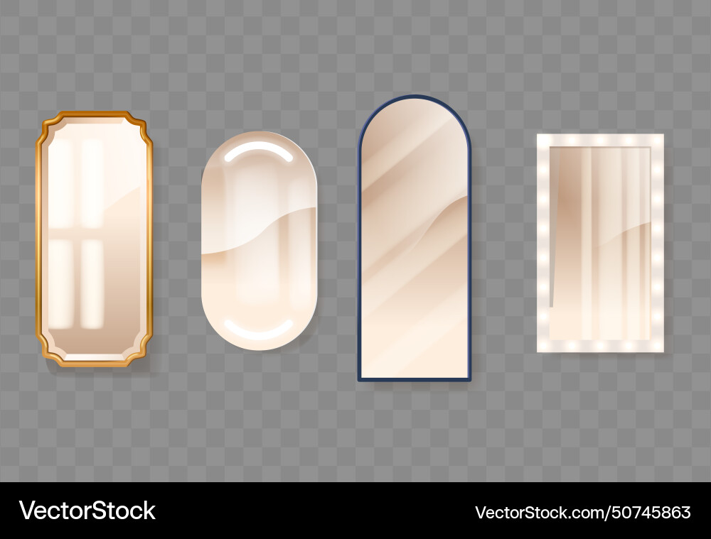 Home mirrors oval rectangular and arched shapes Vector Image