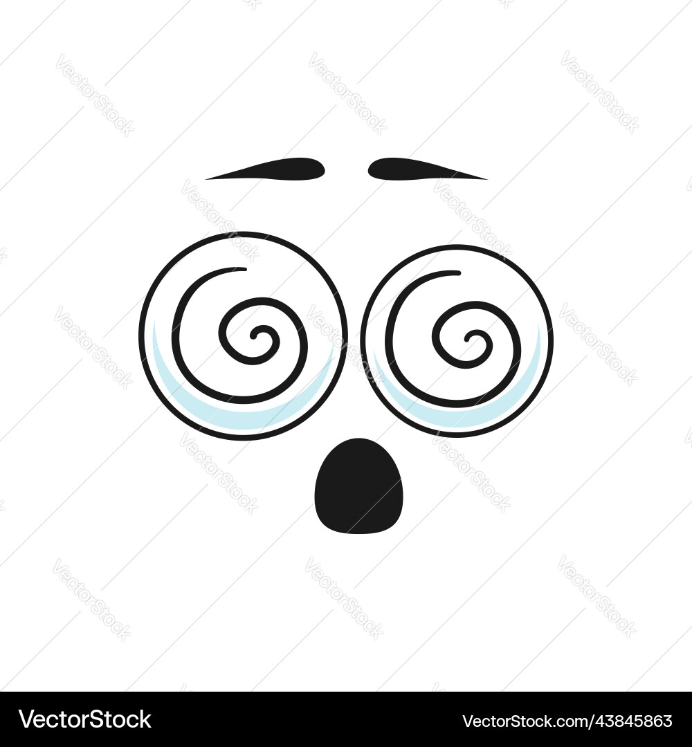 Hypnotized astonished cartoon face with spirals Vector Image