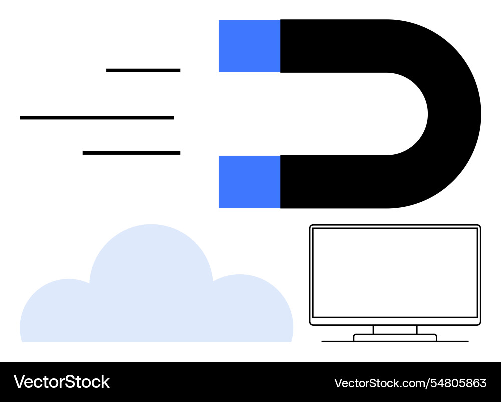 Magnet attracting data from the cloud Royalty Free Vector