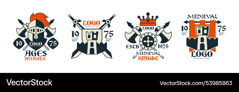 Middle ages logo design and medieval emblem Vector Image